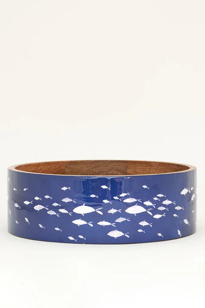 Large Enameled Wooden Bowl or Platter with Fish | batela1991