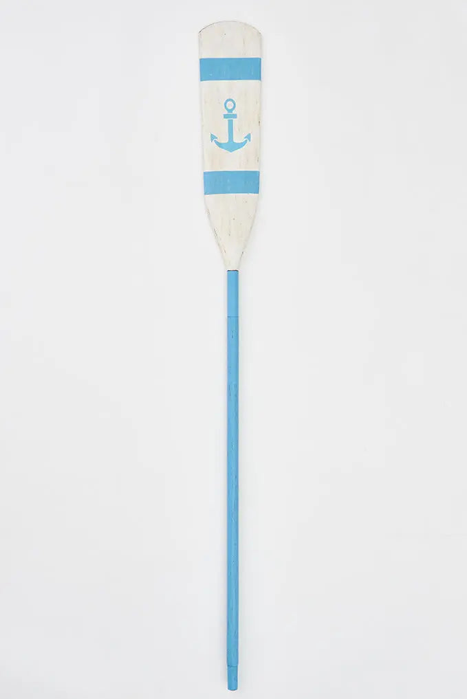 Remo de Madera con Ancla: Encanto Náutico en Turquesas y Blancos | Batela